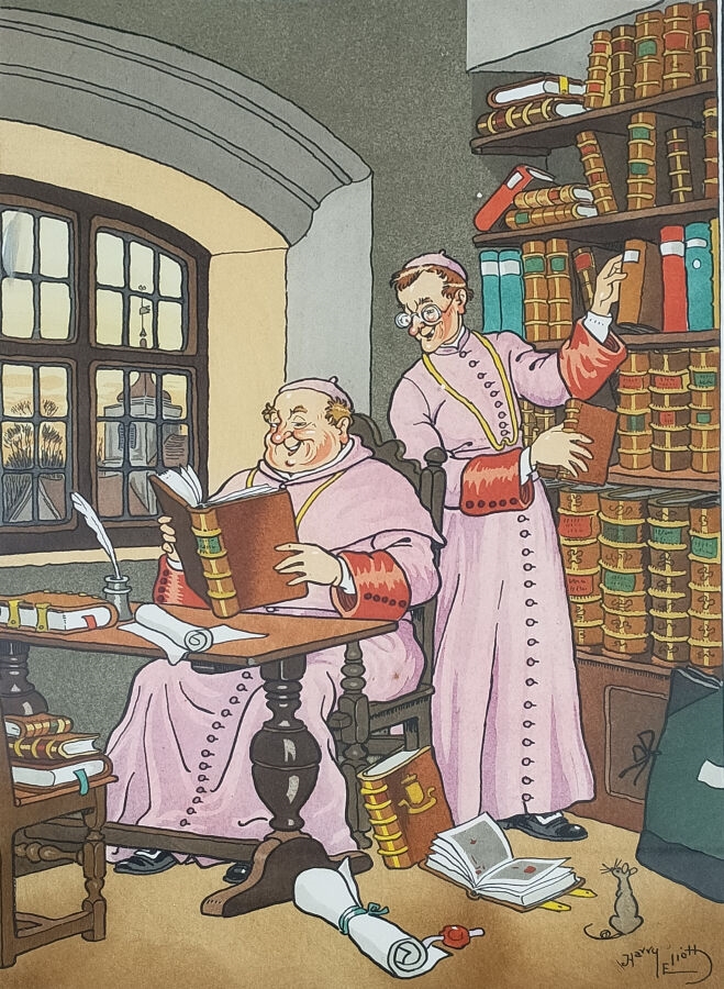 Harry Eliott | Le clergé dans la bibliothèque | MutualArt
