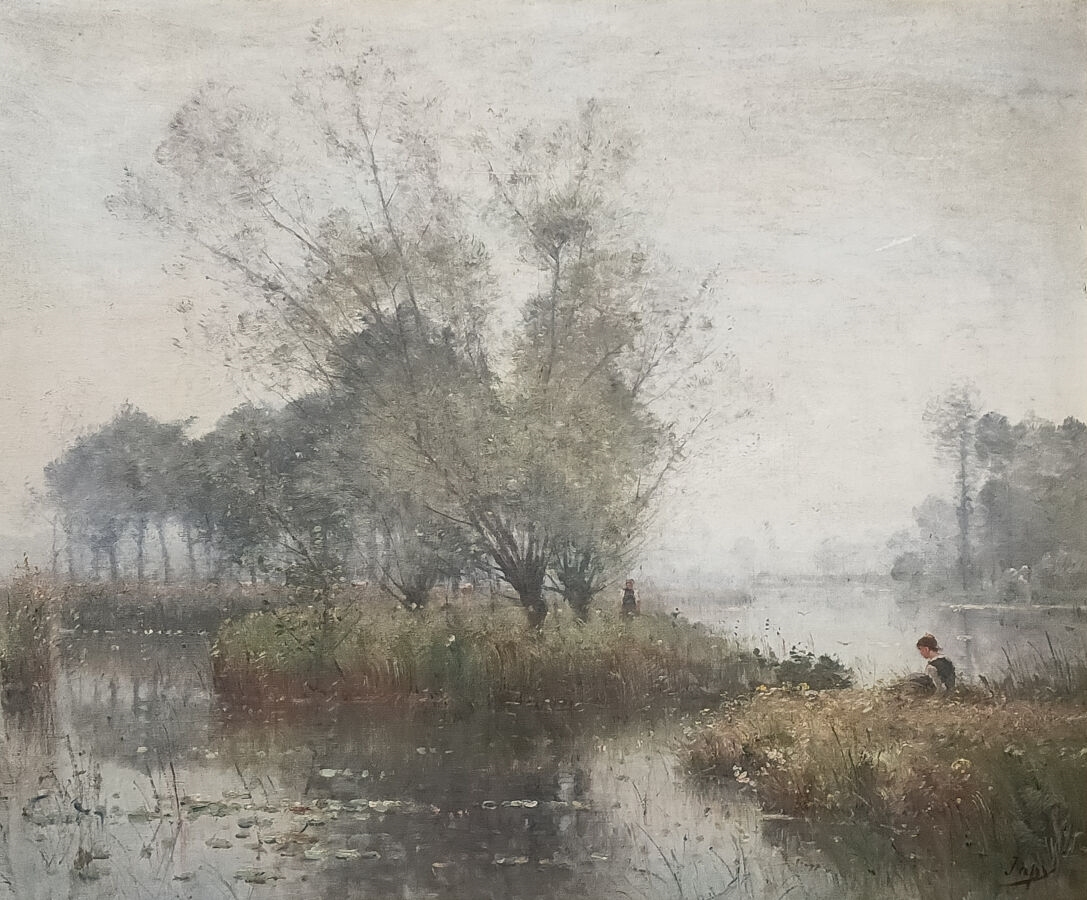 Louis-Aimé Japy | Personnages près d'un plan d'eau | MutualArt
