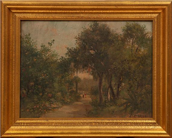 George Frank Higgins | Figures Strolling in Florida Landscape | MutualArt
