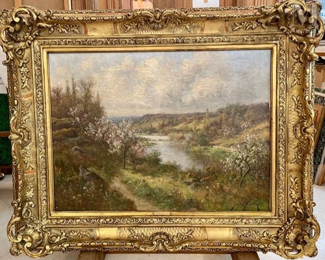 Pierre Ernest Ballue | Paysage printanier en bord de rivière | Compare ...