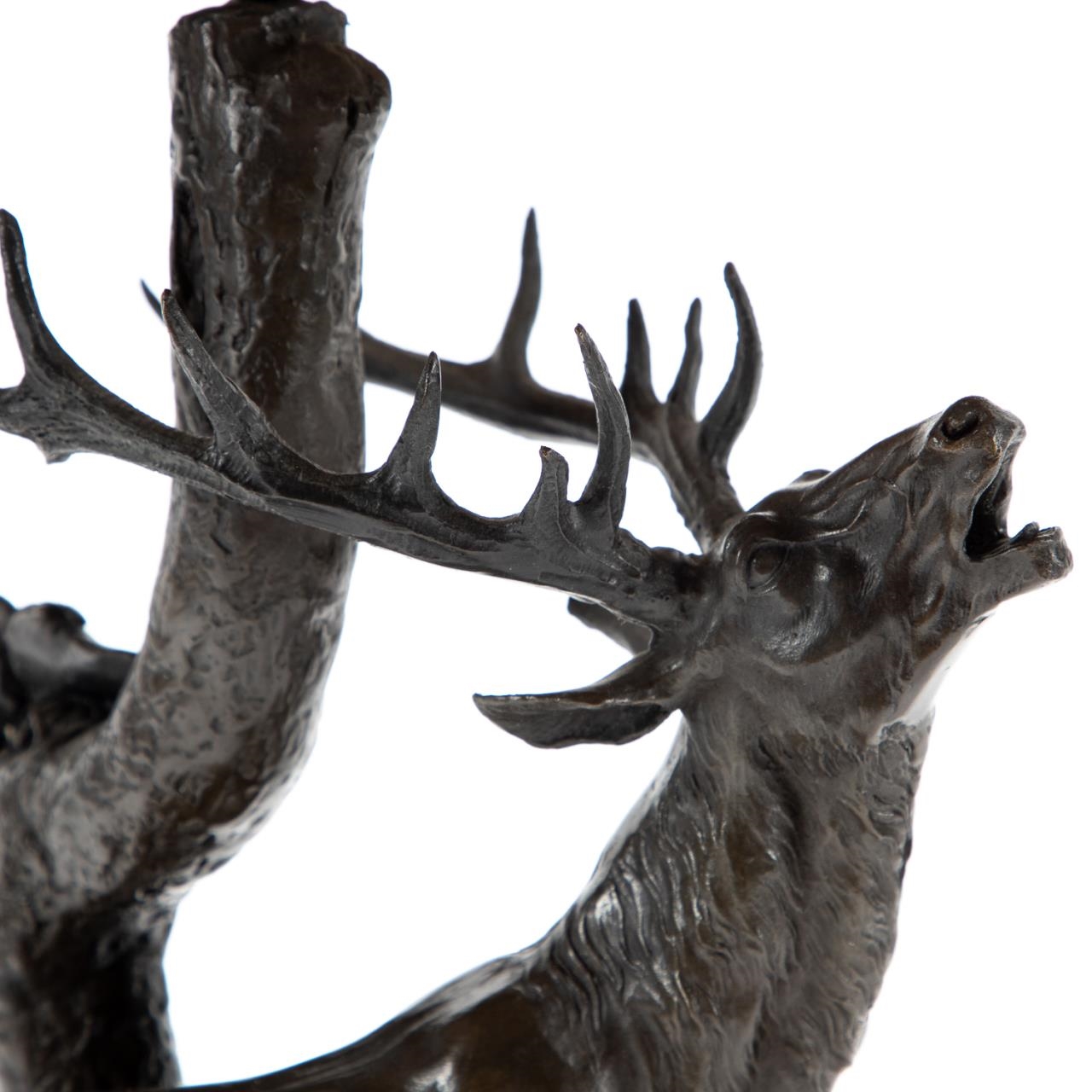 Tiffany Studios | BRONZE STAG TABLE LAMP WITH STAINED GLASS SHADE ...