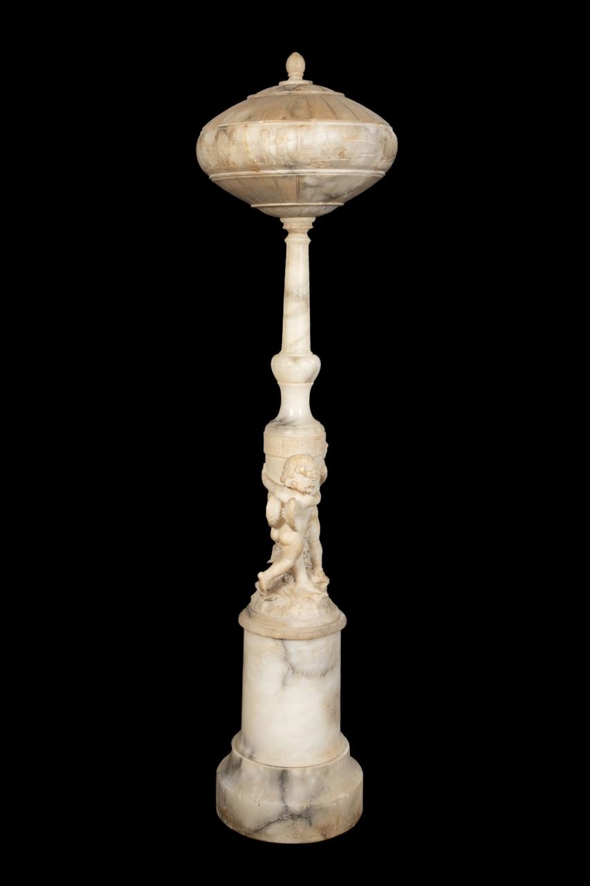 Italian School, 18th Century | MONUMENTAL CARVED ALABASTER CHERUB FLOOR ...