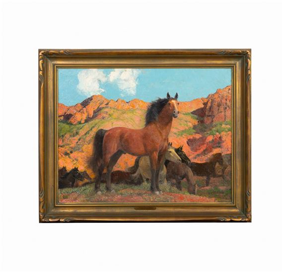 Robert Wesley Amick | ROBERT AMICK, TABLEAU ON THE MESA, FRAMED OIL ...