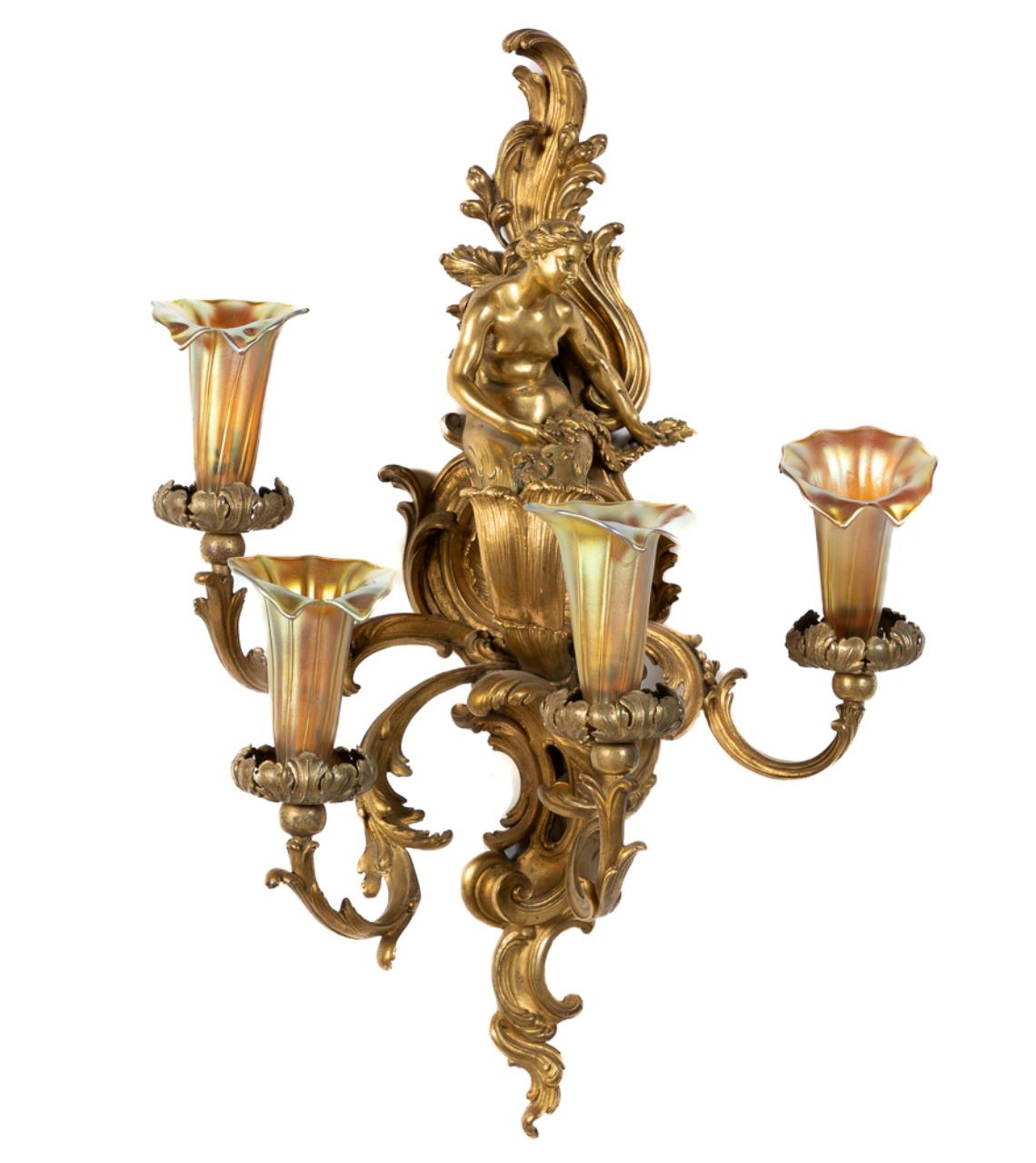 Ferdinand Barbedienne | BARBEDIENNE GILT BRONZE FIGURAL FOUR-LIGHT ...