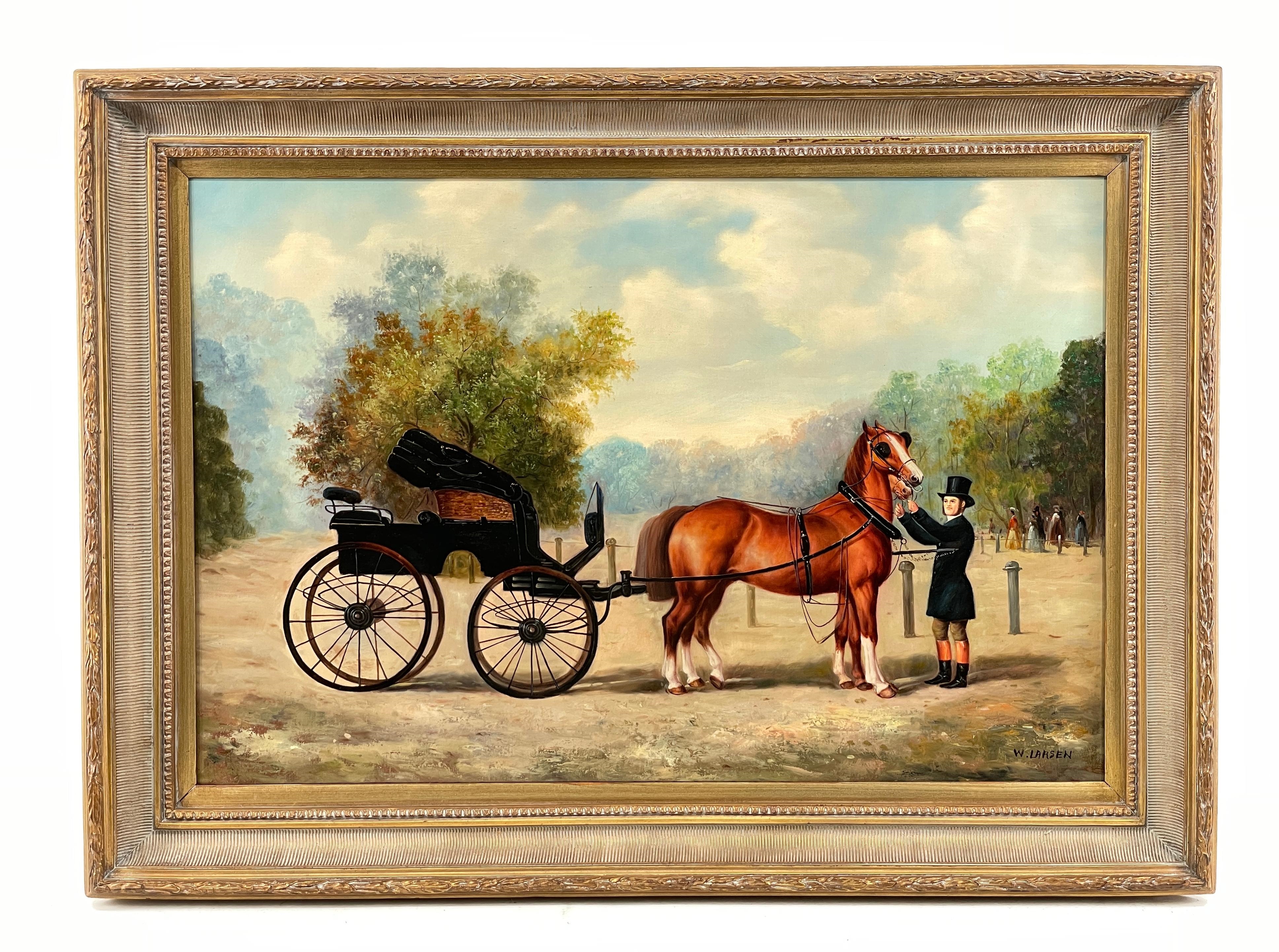 W. Larsen | W. LARSEN HORSE & CARRIAGE OIL ON CANVAS | MutualArt