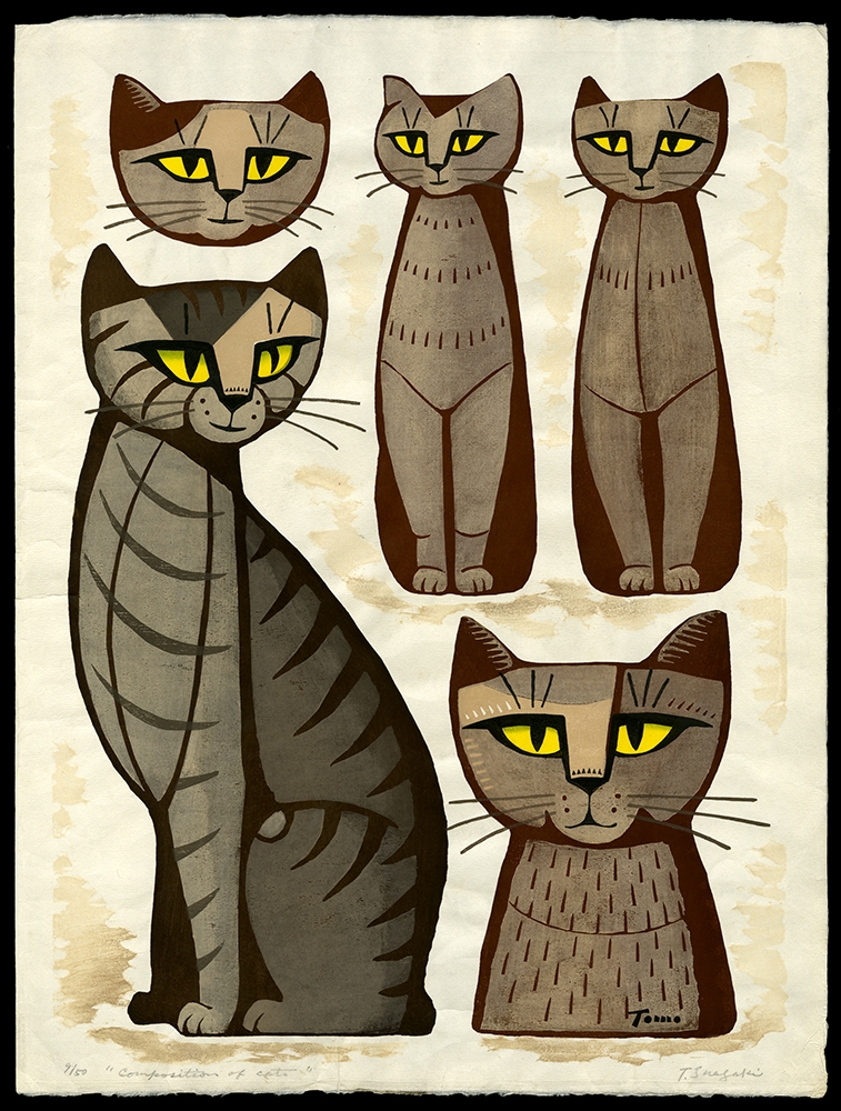 Tomoo Inagaki | Tomoo Inagaki - Composition of Cats (1966) | MutualArt