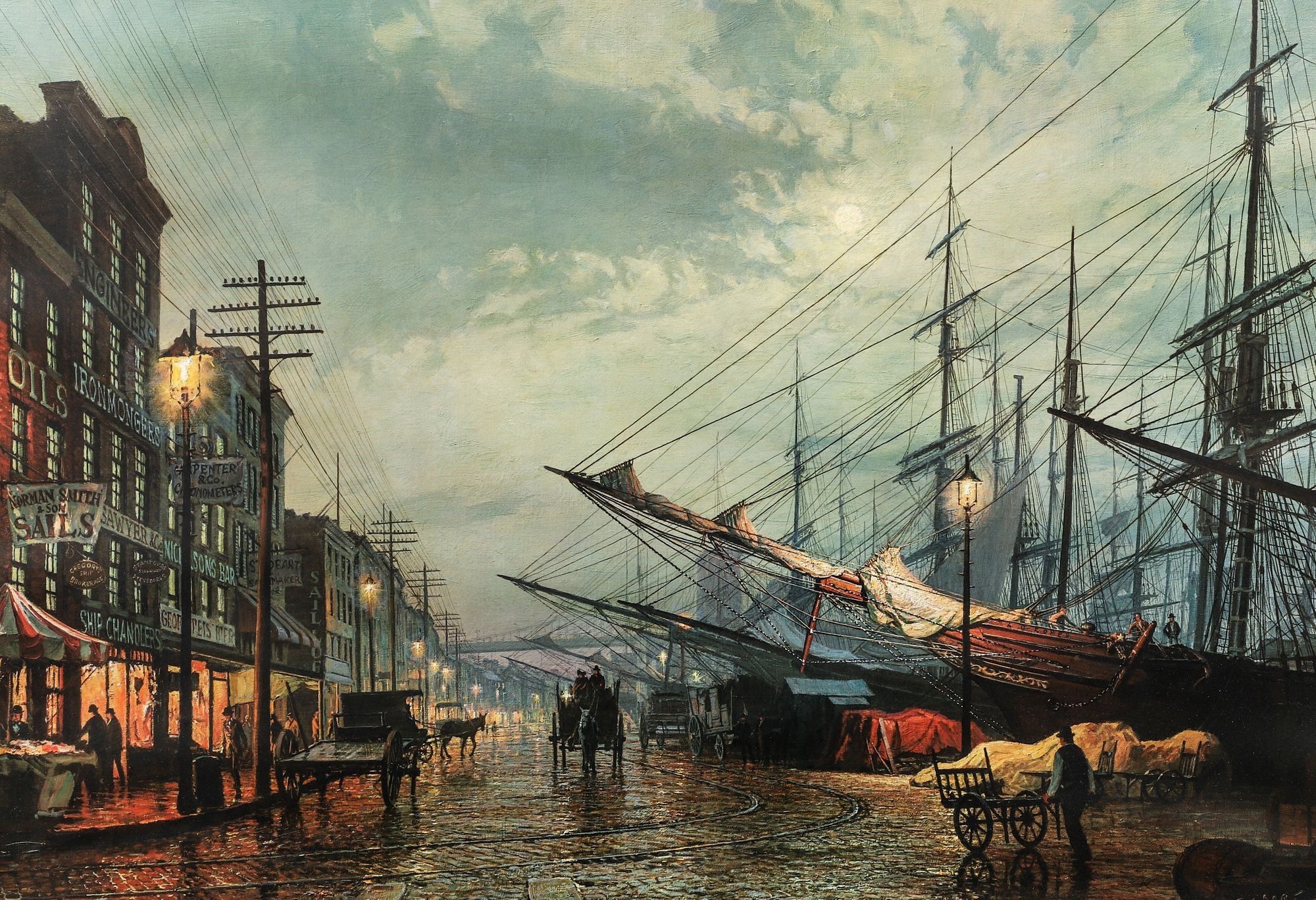John Stobart | South Street New York in 1880 | MutualArt