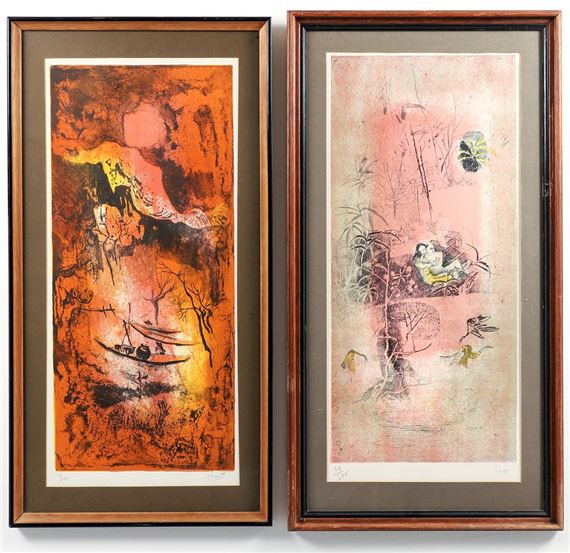 Lebadang | Untitled Abstract with Boats Along River | MutualArt