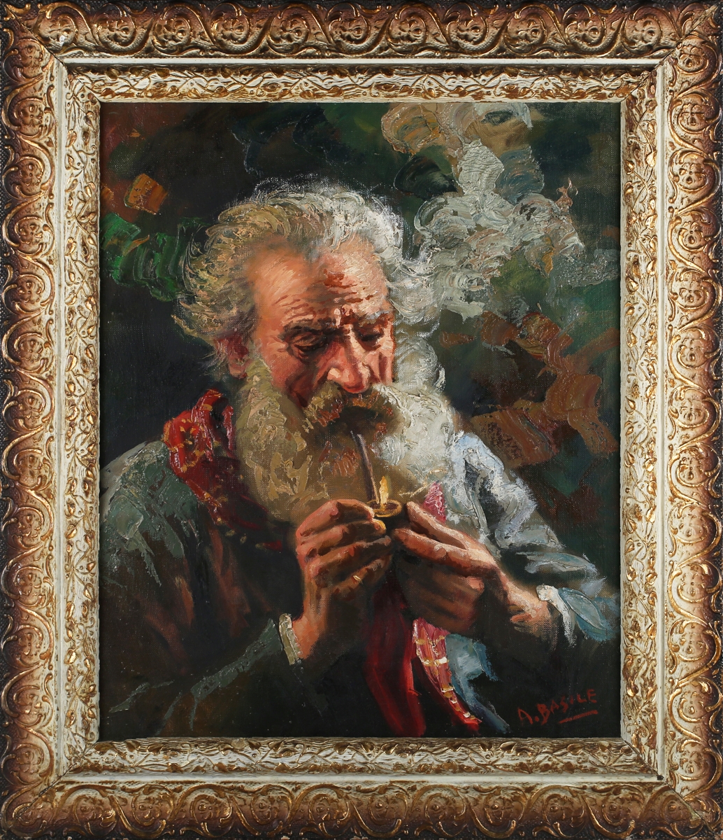 A. Basile | Portrait of a Bearded Gentleman smoking a Pipe (20th ...