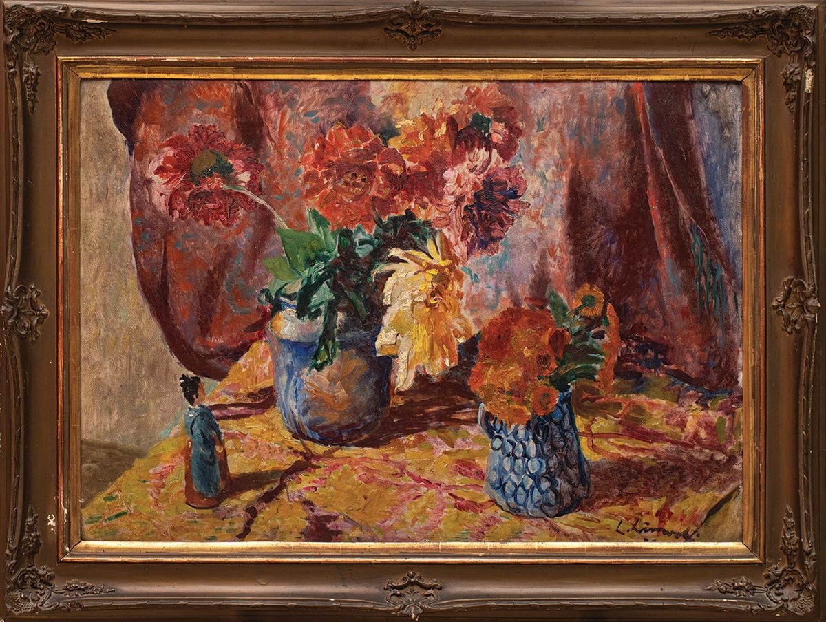 Ludwik Lisowski | MARTWA NATURA Z JAPOŃSKĄ FIGURKĄ (1936) | MutualArt