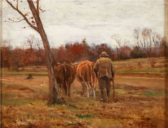 Alfred Bryan Wall | Farmer and Cattle | MutualArt