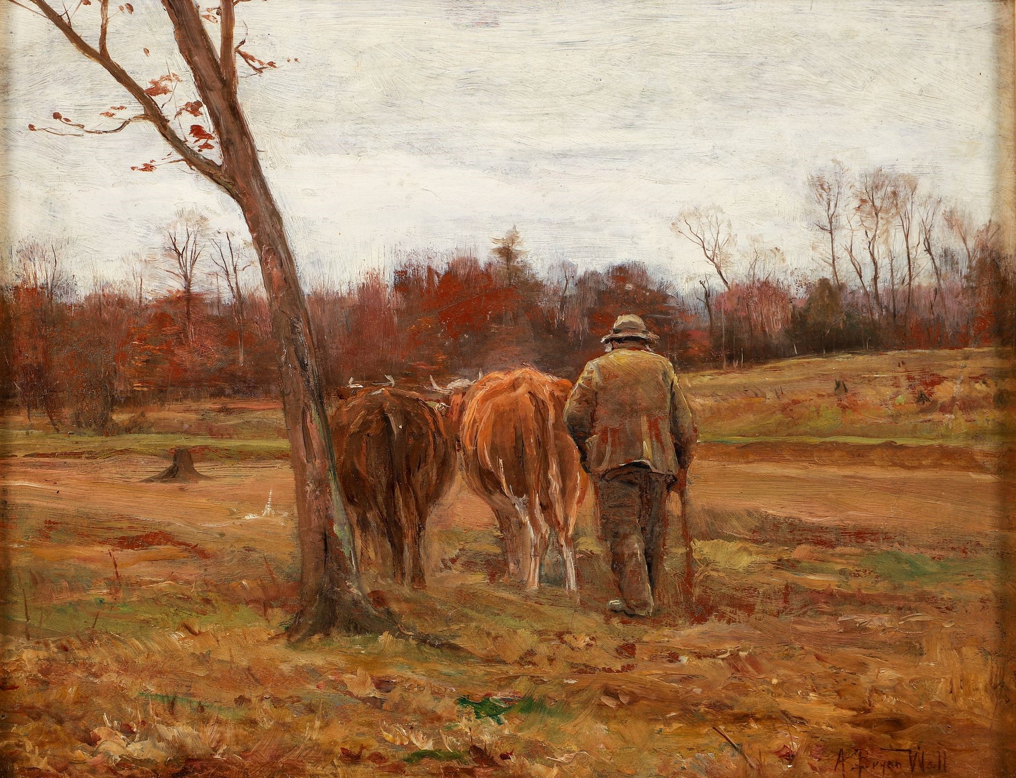 Alfred Bryan Wall | Farmer and Cattle | MutualArt