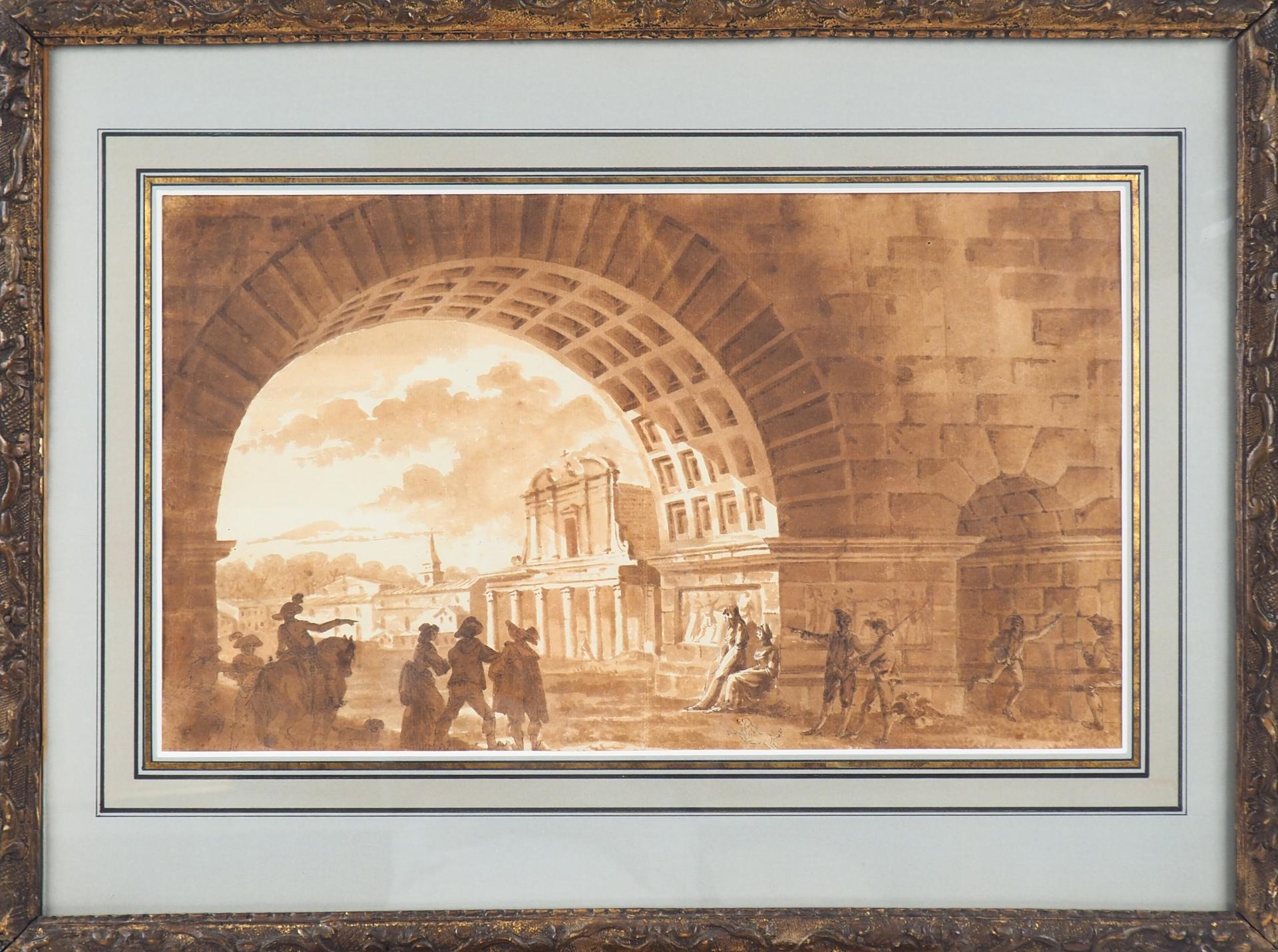 Pierre Antoine Demachy | Personnages sous une arche de pont | MutualArt