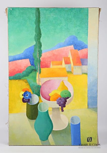 Emile Courtin | House with a pink hill and a white compotier - 1988 ...