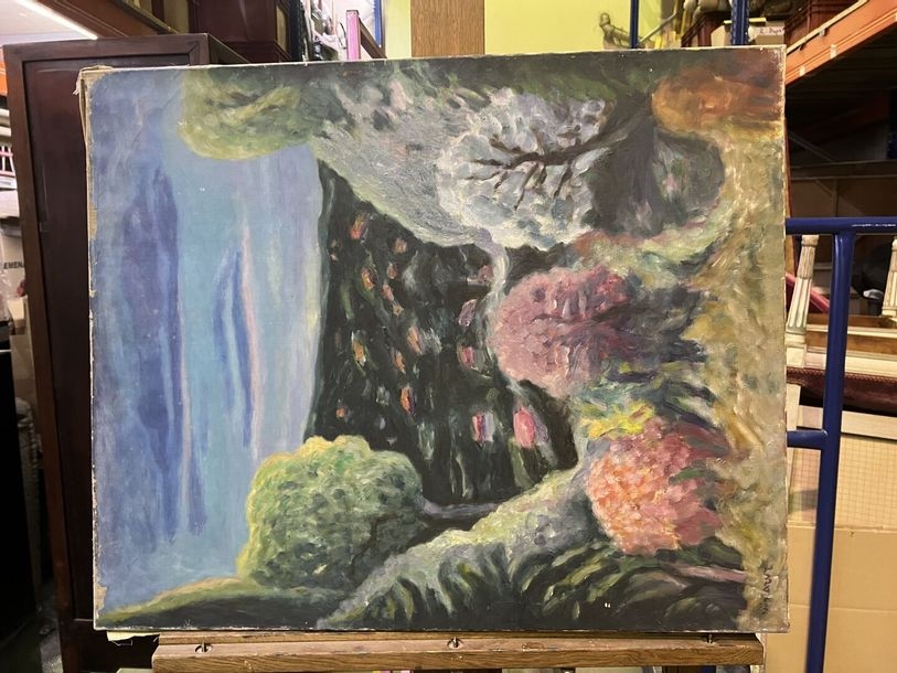 David Azuz | Landscape with flowering trees Oil on canvas (1965 ...