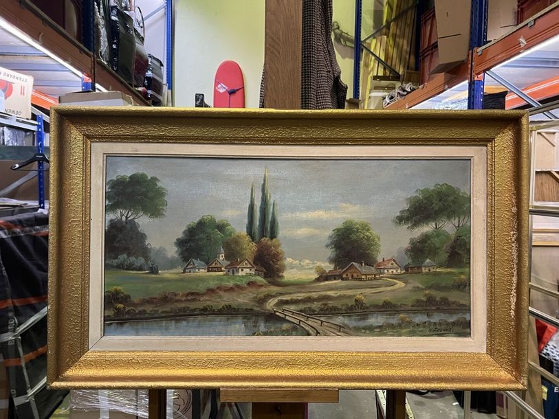 Héléna Frenkiel | Lot of two paintings : Park by the Mediterranean Sea ...