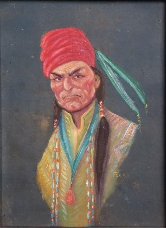 James Montgomery Flagg | James M Flagg 15x11 O/C Native American Chief ...