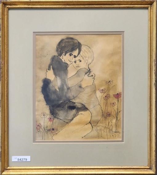 Joni T. Johnson | Joni Johnson 9x11 WC Boys in Flower Field | MutualArt