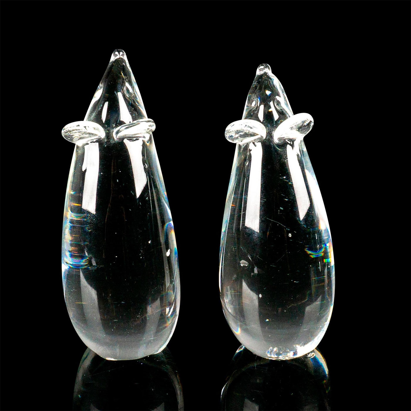 Michael Bang | 2pc Vintage Holmegaard Crystal Mouse Figurines (1960 ...