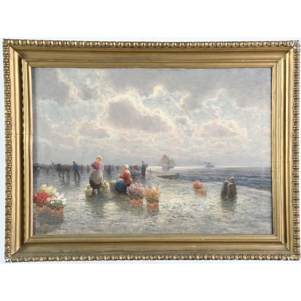 Henri Magerer | « La marchande de fleurs près du port » | MutualArt