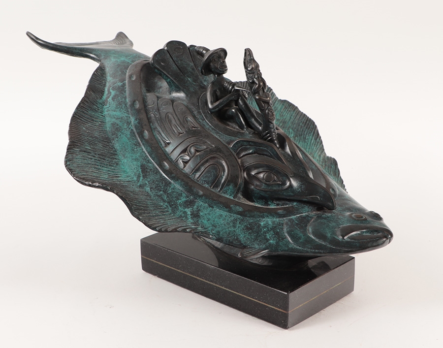 Mary Regat | Bronze sculpture of a man riding a fish. (21) | MutualArt