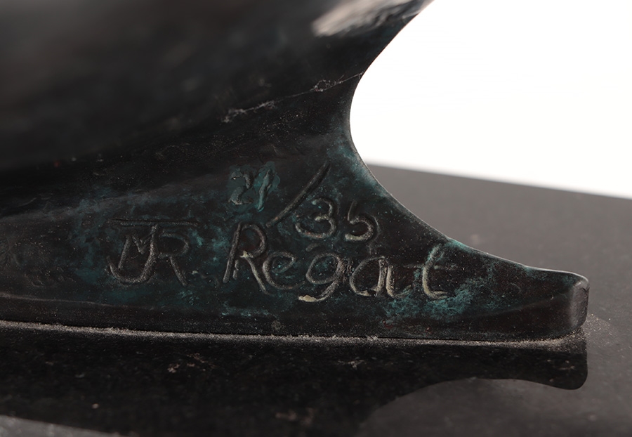 Mary Regat | Bronze sculpture of a man riding a fish. (21) | MutualArt