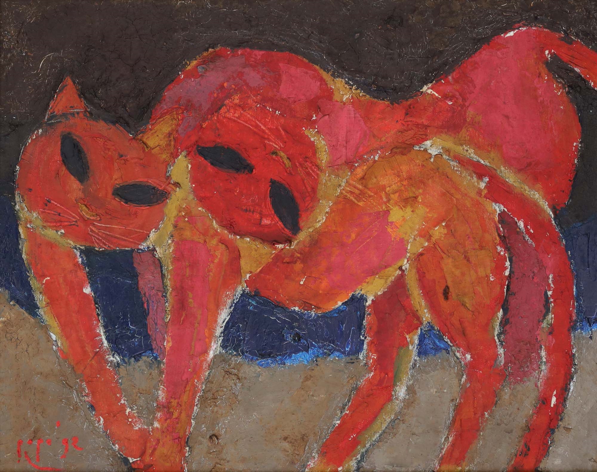 Popo Iskandar | Two Funny Cats, 1992 (1992) | MutualArt