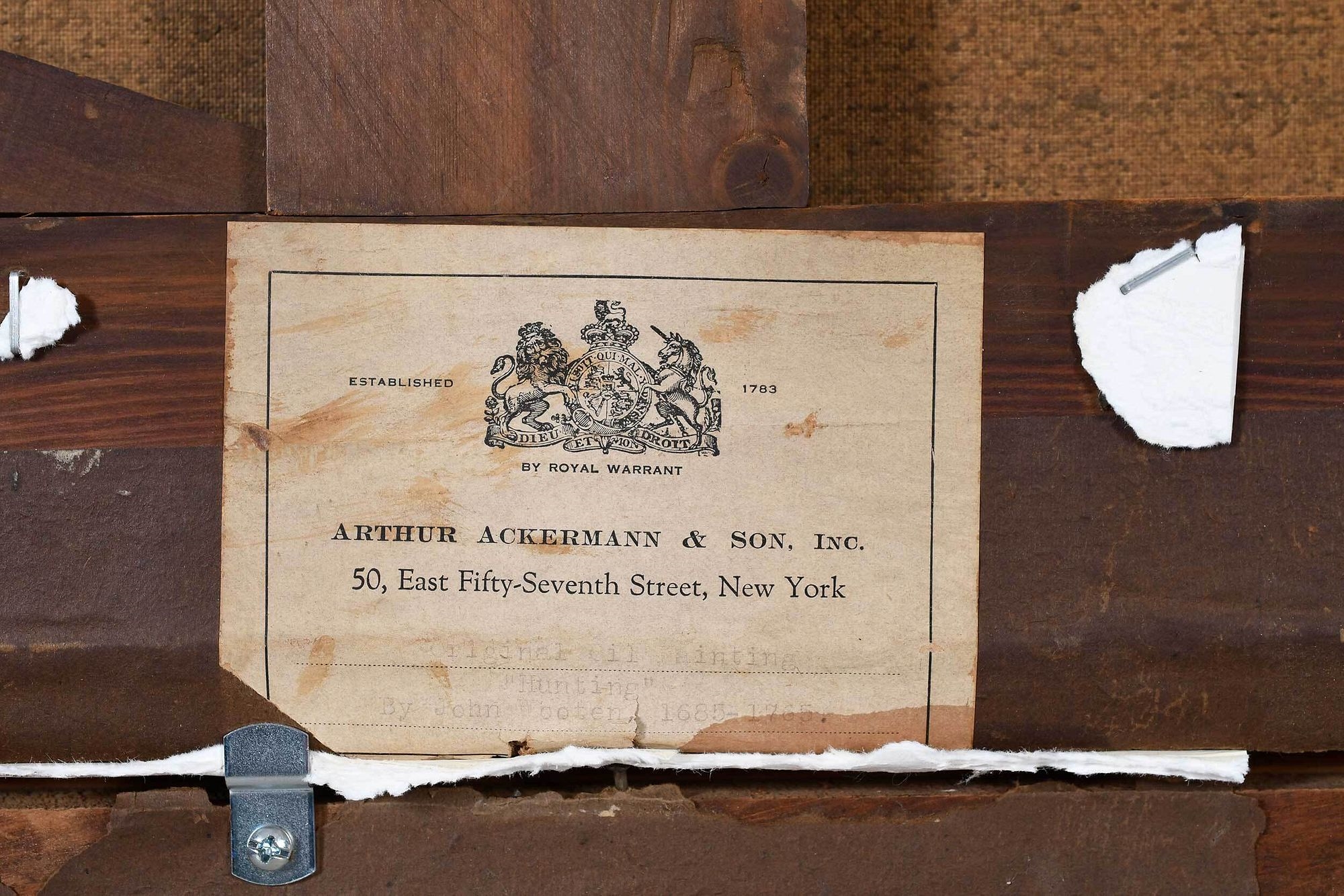 John Wootton | Arthur Ackerman label verso | MutualArt