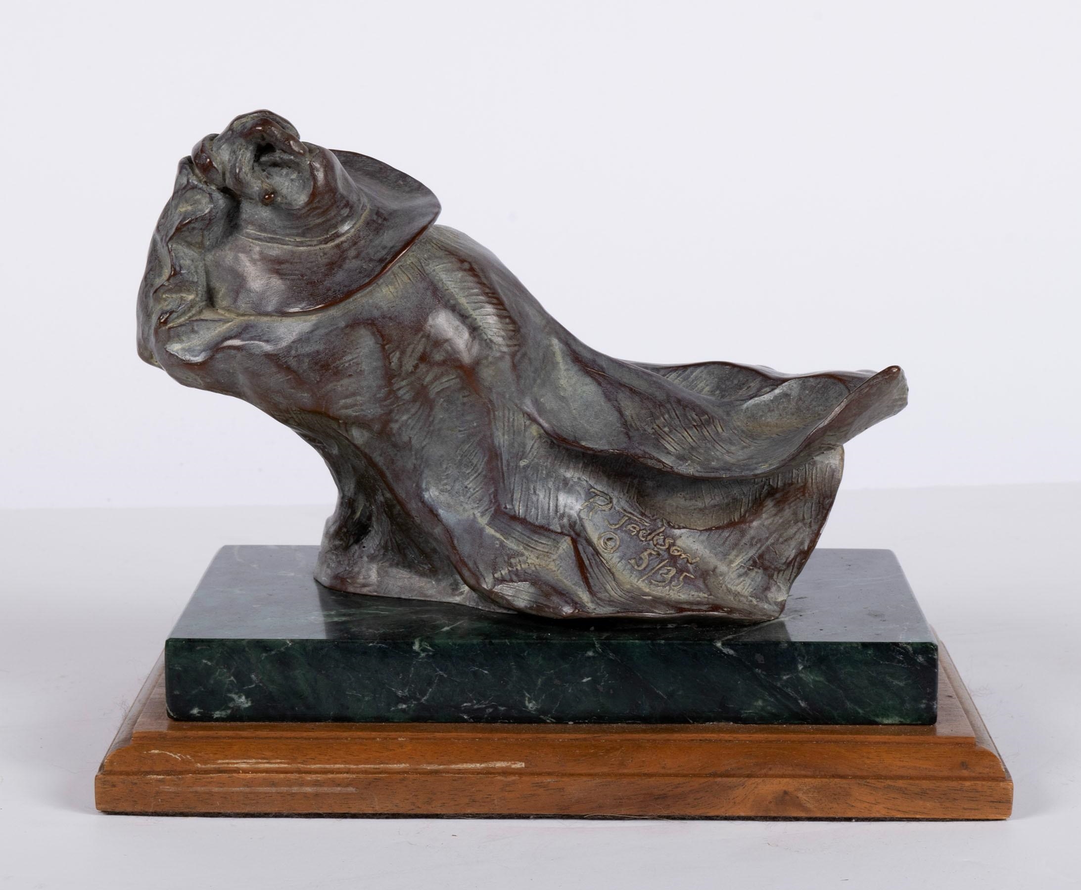 Rick Jackson | Small desktop bronze of man in hat and duster in strong ...