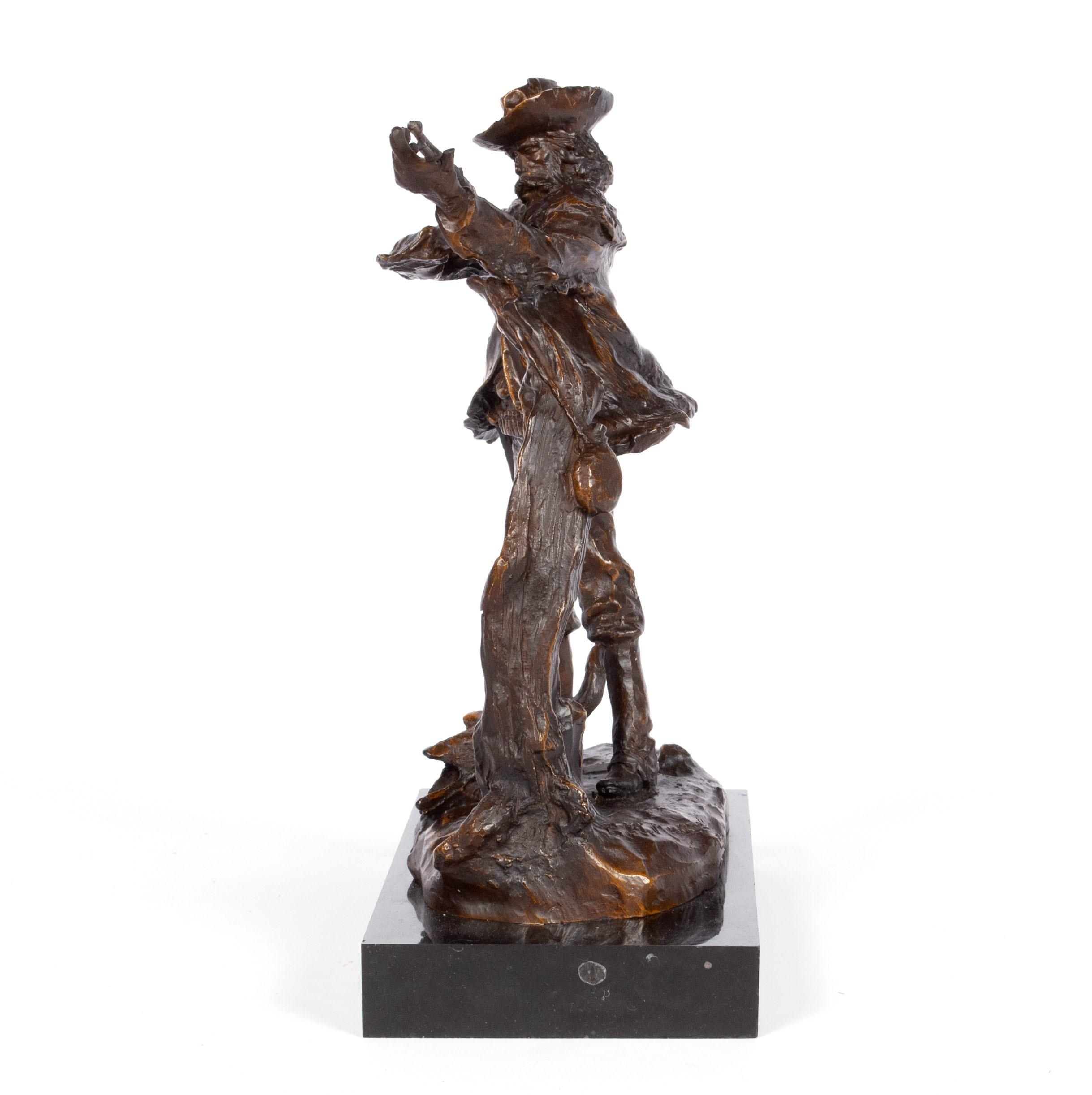 Charles Marion Russell | Man aiming rifle with steer skull at his feet ...