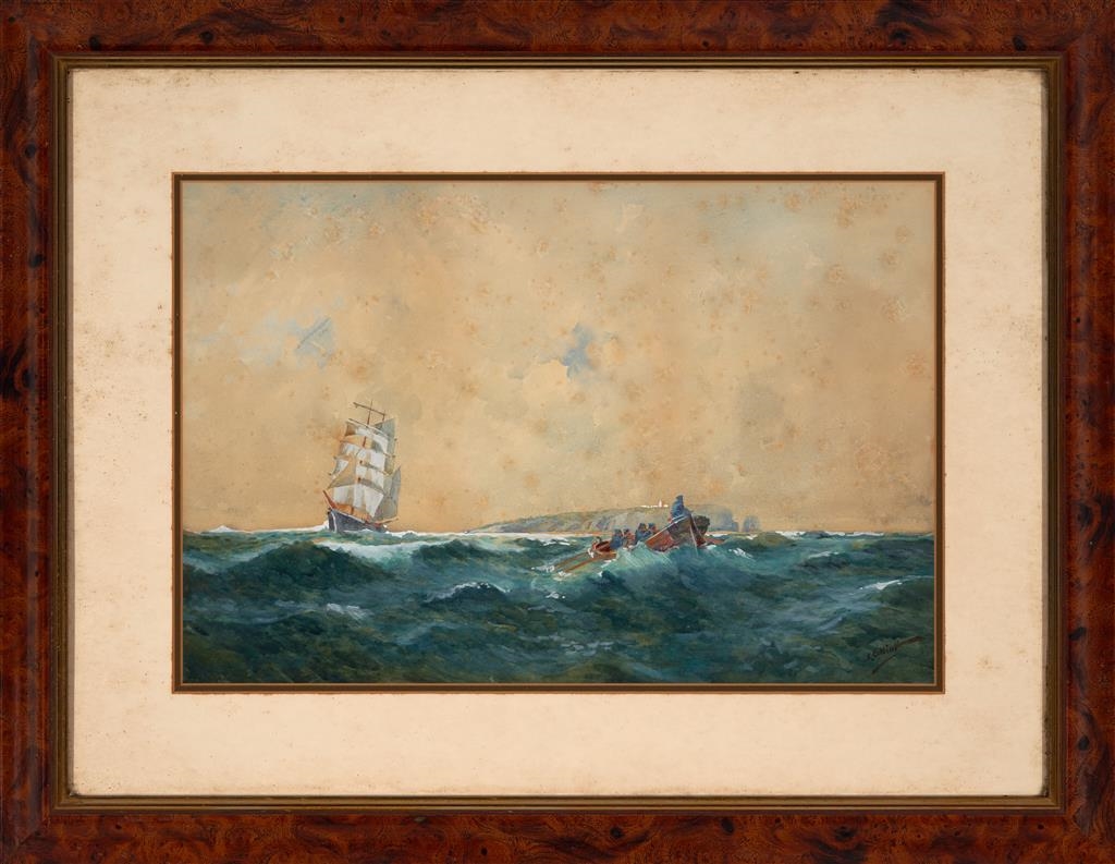 Frederick James Elliot | Sailing Ship and Long Boat Crew | MutualArt