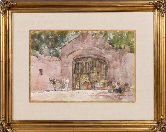 Lowell Ellsworth Smith | Impressionistic scene outside adobe gates ...