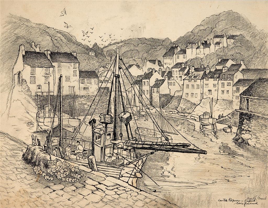 Cedric Emanuel | Fishing Village, Polperoo, Cornwell (1965) | MutualArt