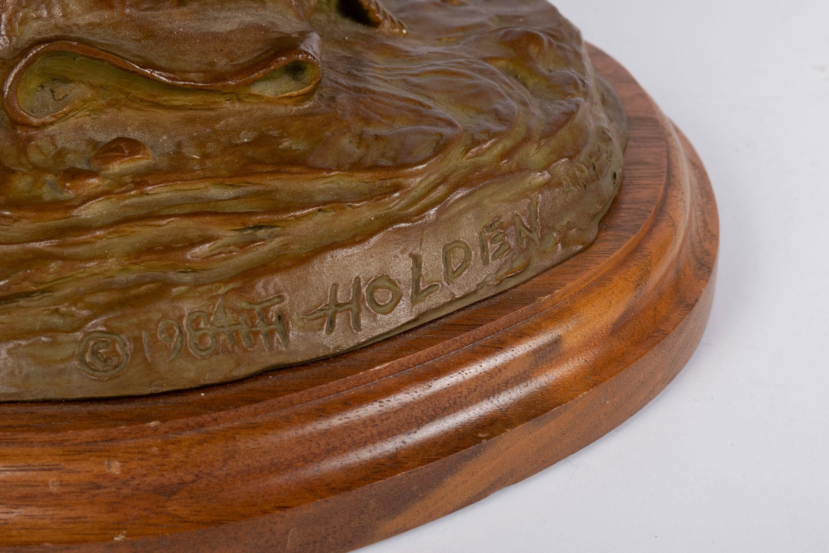 Harold Holden | Small bronze of cowboy putting on his duster (1940 ...