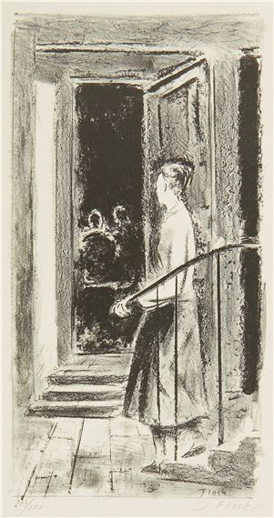 Joseph Floch | Junge Frau im Treppenhaus | MutualArt