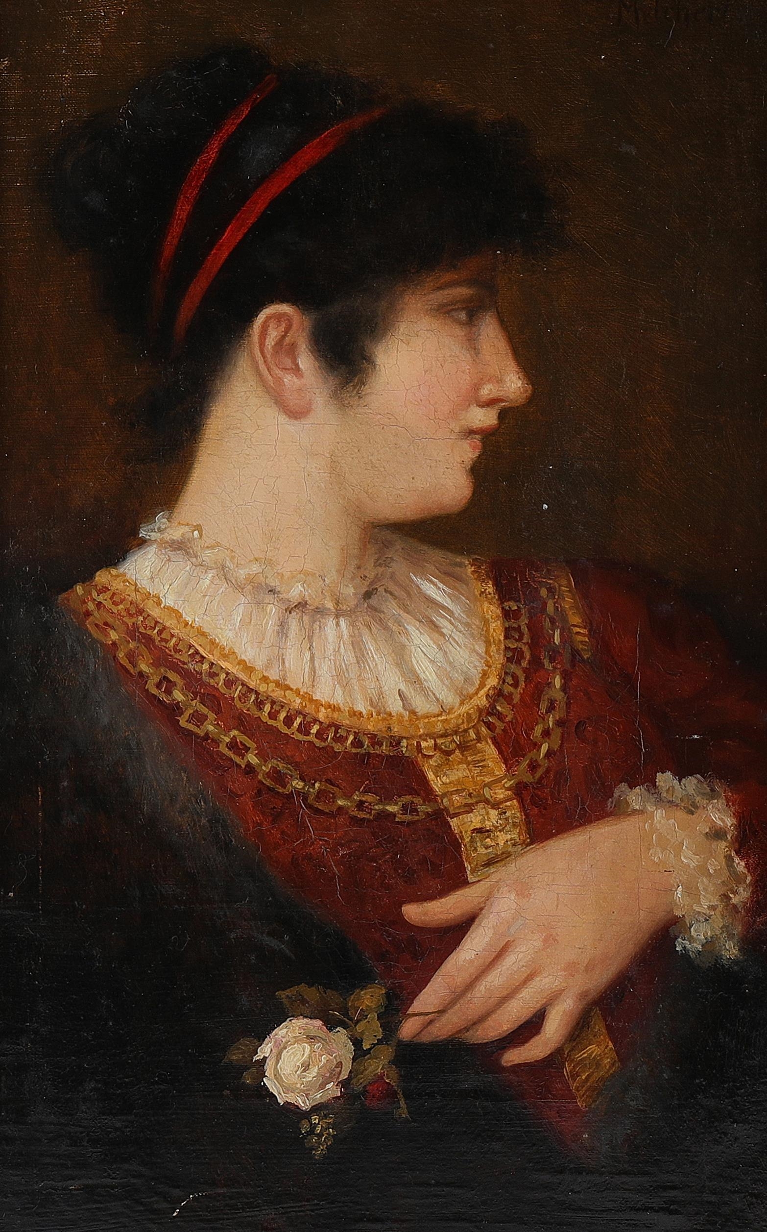 Adolf Melchert | Dame im Profil mit Rose (1831) | MutualArt