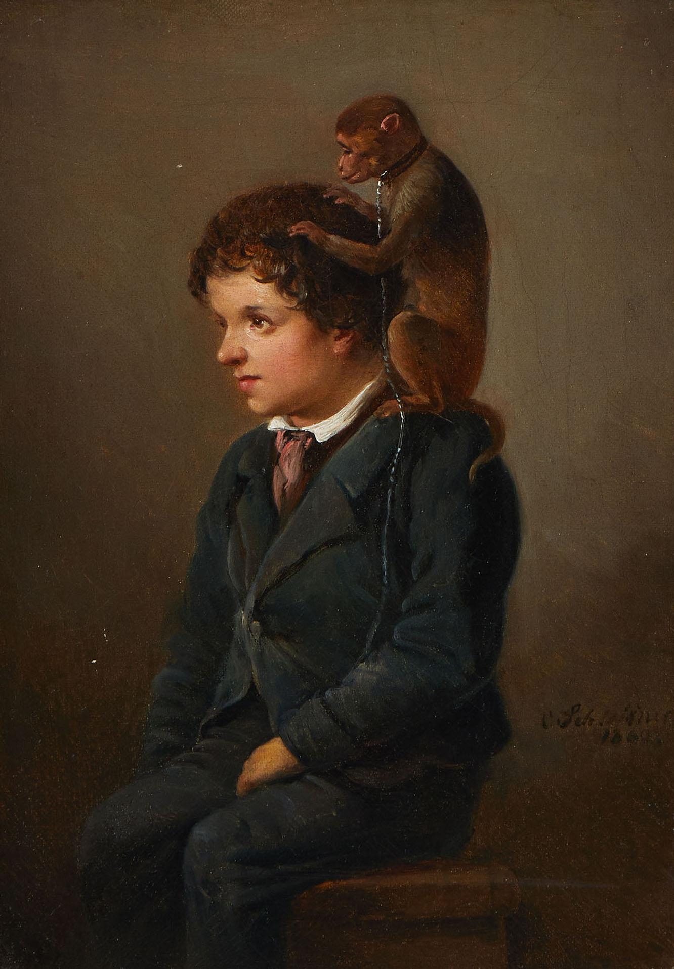 Christian Andreas Schleisner | Knabe und sein Äffchen | MutualArt