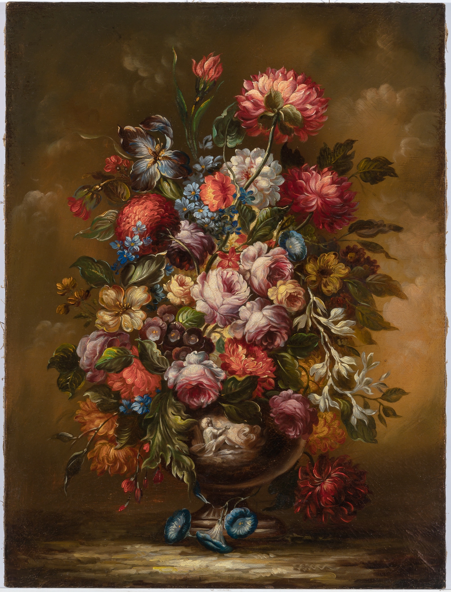European School, 19th Century | Still Life with Flowers on a Ledge (19th Century 20th Century ...