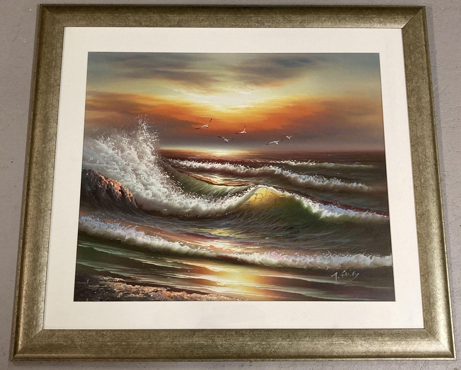 H. Gailey | H. Gailey large framed and glazed sea scape oil painting. S ...