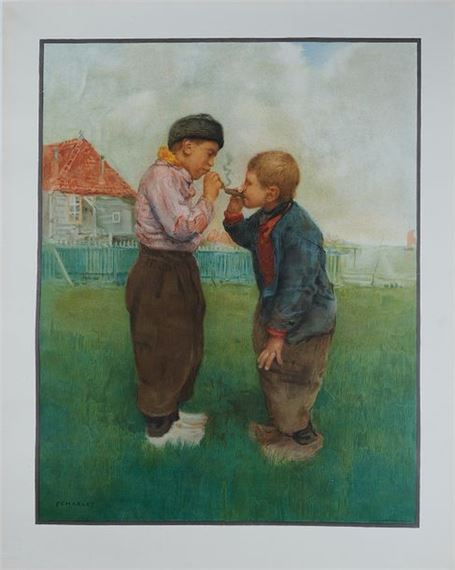 Frantz Charlet | Two children smoking | MutualArt