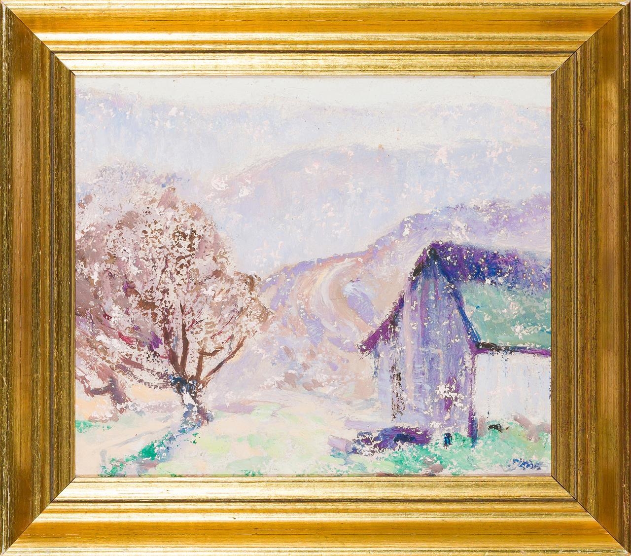 William Henry Clapp | Orchard Landscape with Trees and Barn (A Pair ...