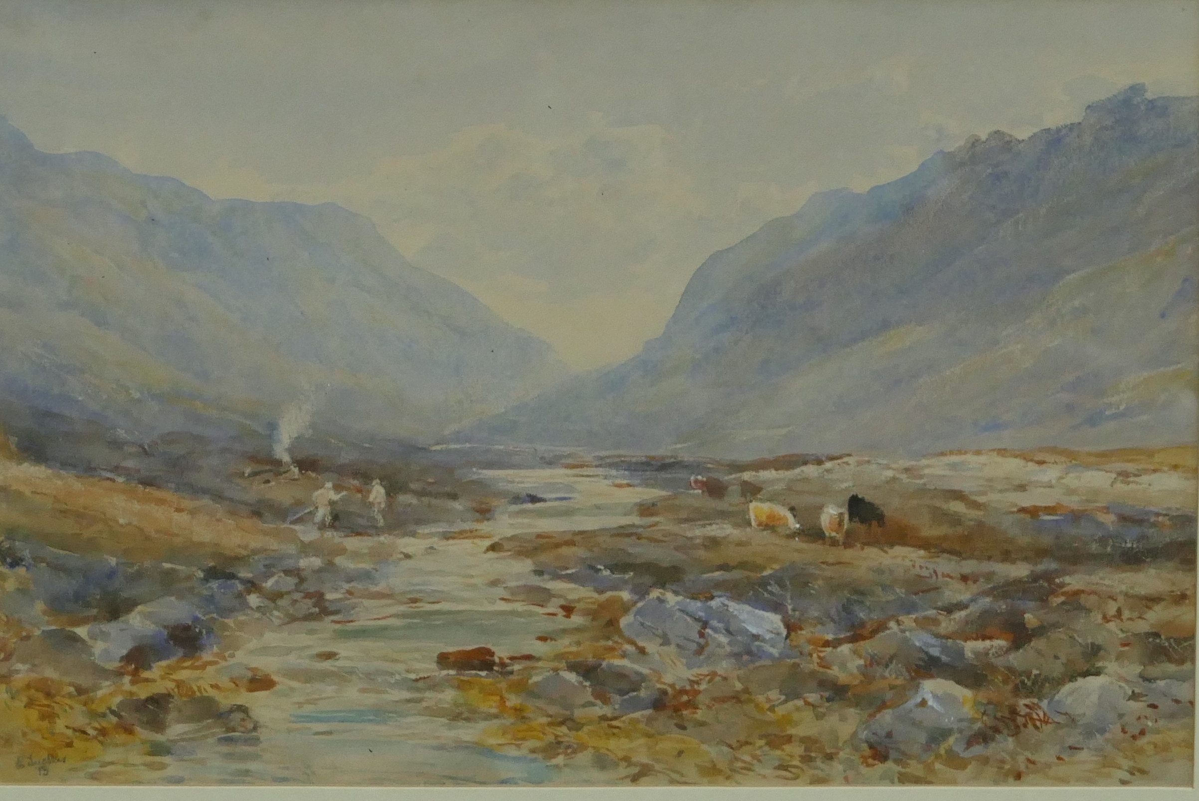 Edward Tucker | Edward Tucker watercolour depicting figure and cattle ...