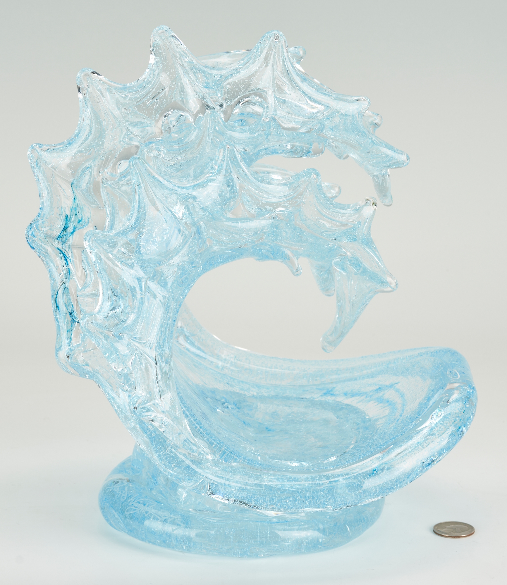 David Wight | David Wight Art Glass Wave Sculpture on Lighted Base ...