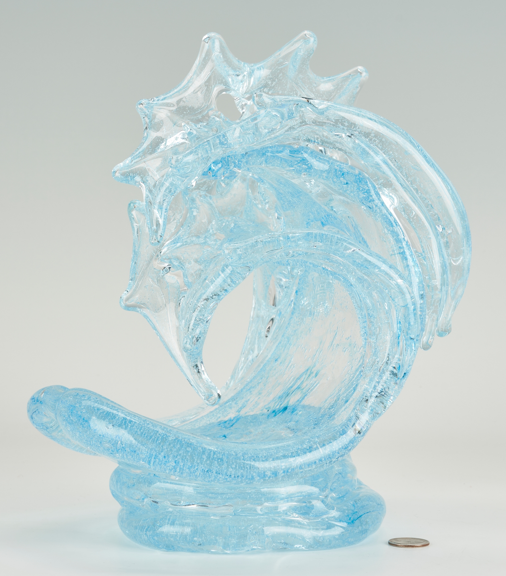 David Wight | David Wight Art Glass Wave Sculpture on Lighted Base ...