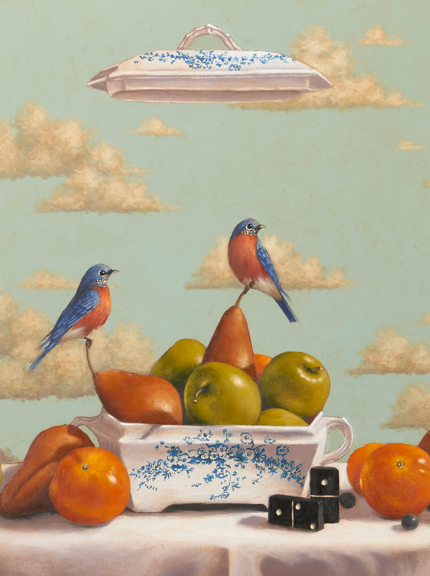 David Arms | David Arms O/C Surrealist Still Life w/ Birds, Hand of God ...