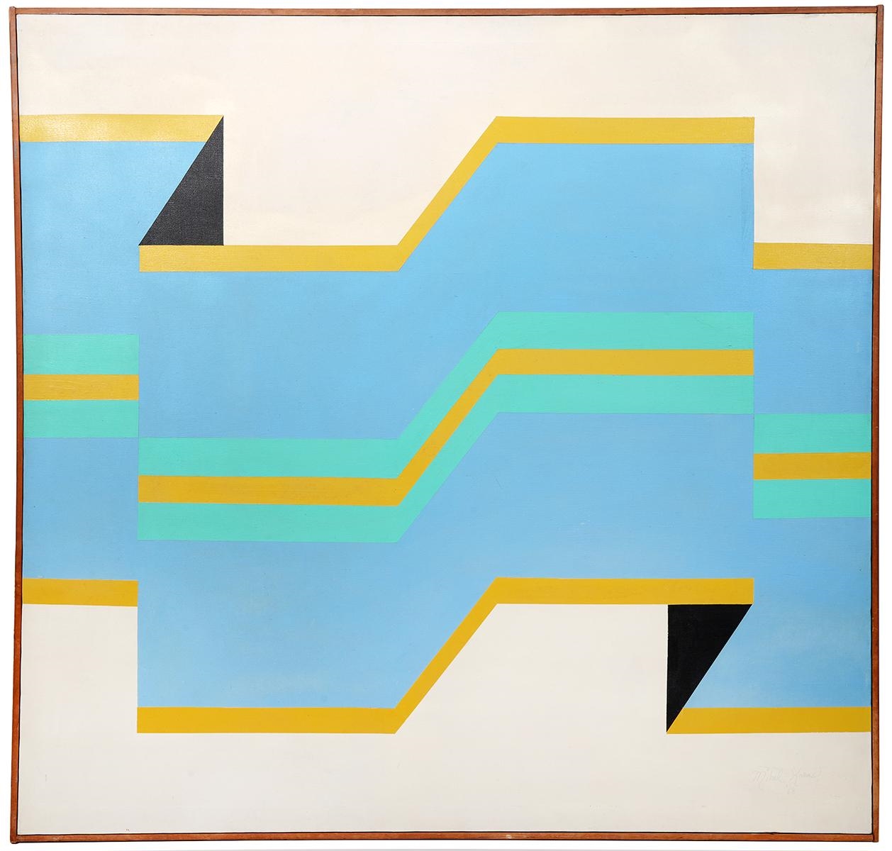 Mikel Karas | Mikel Karas Acrylic Op Art Painting (1968) | MutualArt