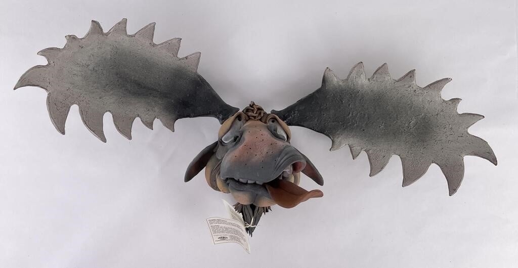 Douglas Fey | Douglas Fey Pottery Bird Gargler House Moose | MutualArt