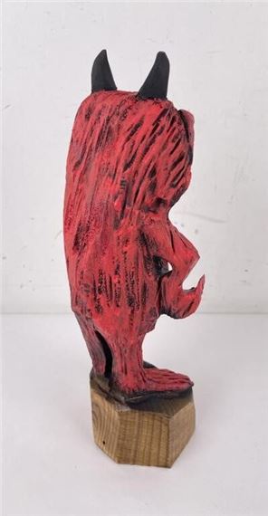 Jim Haggart | Jim Haggart Red Devil Monster Wood Carving | MutualArt