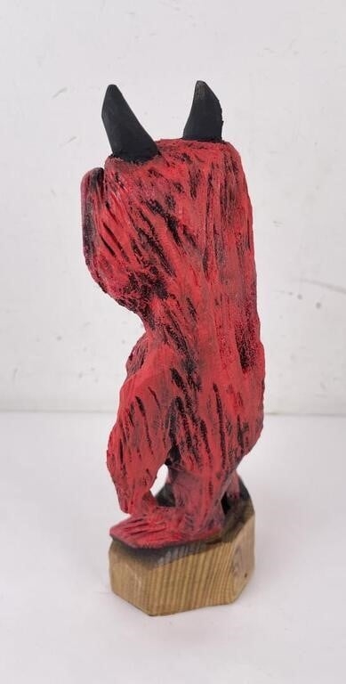 Jim Haggart | Jim Haggart Red Devil Monster Wood Carving | MutualArt