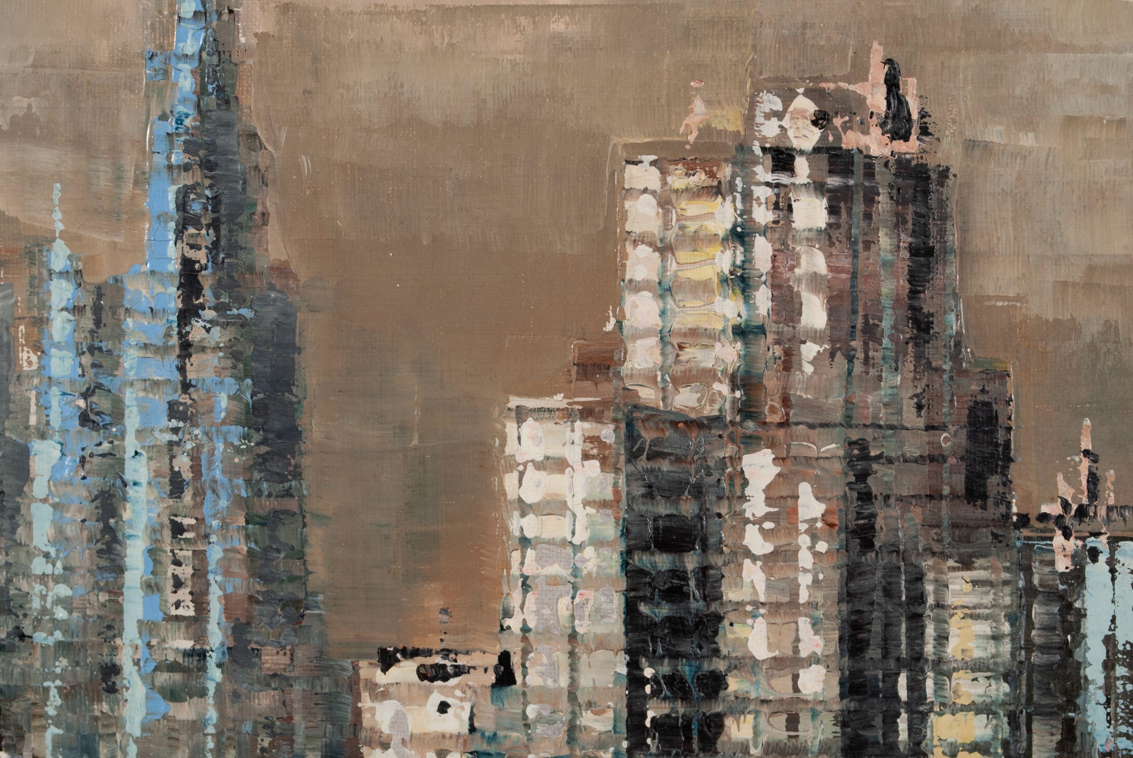 Henri Berte | A dark and shark urban city skyline (1921) | MutualArt